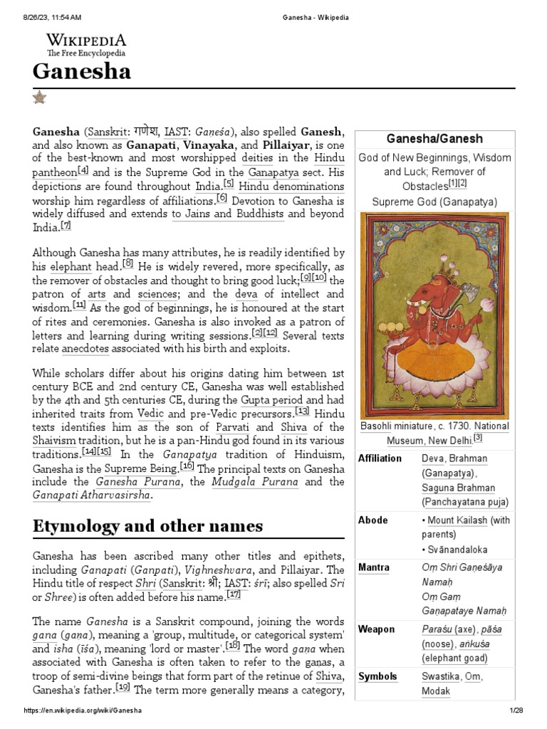 Ganesha - Wikipedia | PDF | Hindu Gods | Hindu Mythology