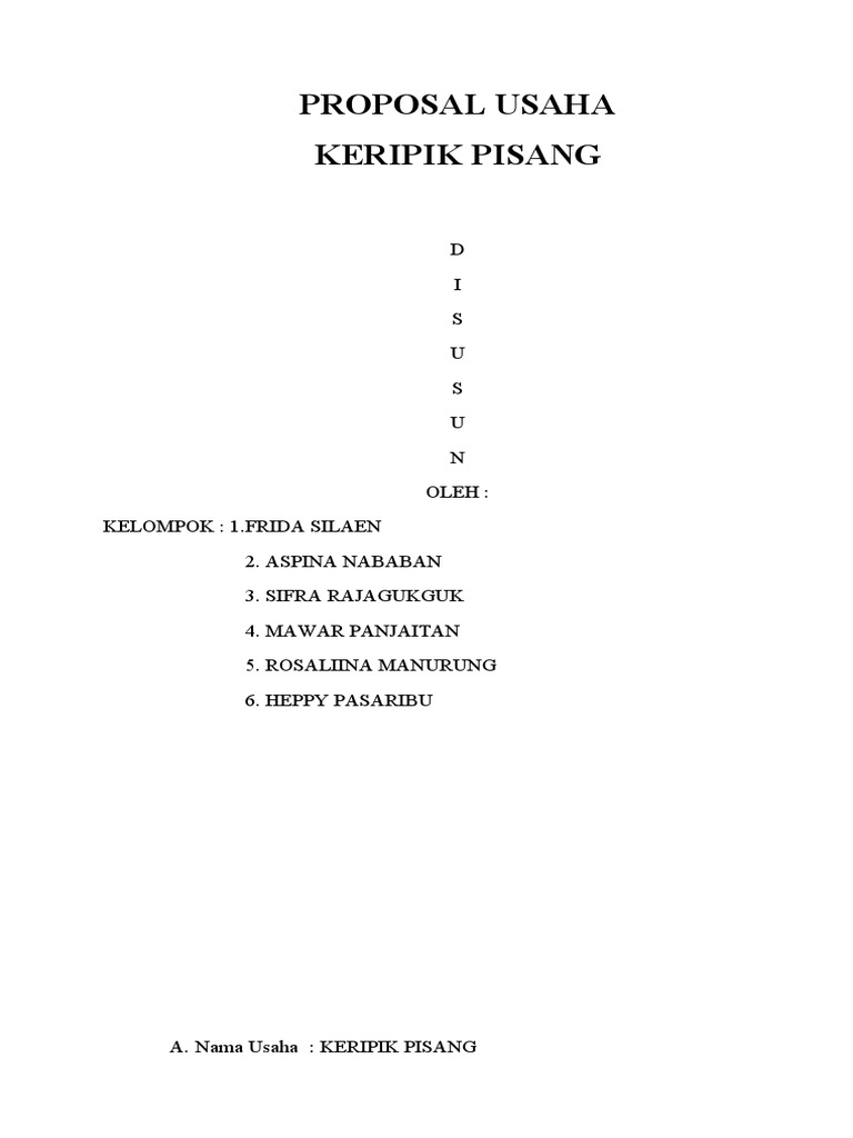 Proposal Usaha Keripik Pisang SMK 2 | PDF