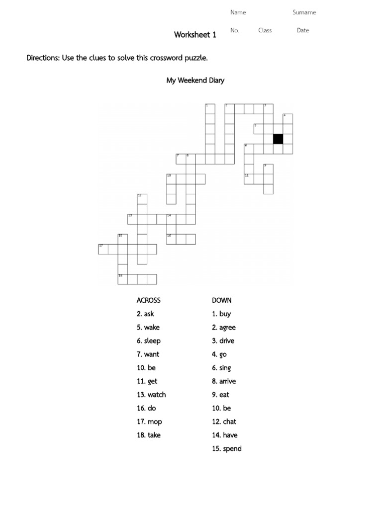 Weekend Diary Crossword & Activities | PDF
