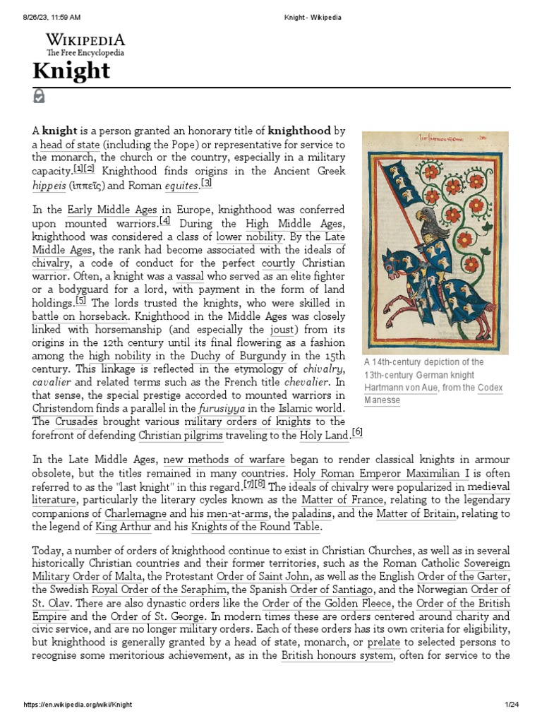 Knight - Wikipedia | PDF | Knight | Sir