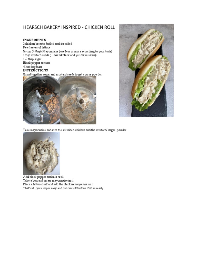 Hearscht Bakery Chicken Roll Recipe | PDF | Wellness | Science ...