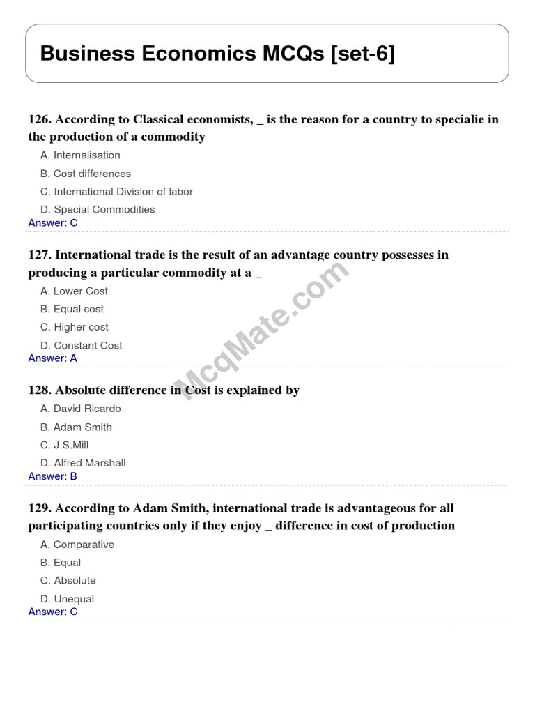 Business Economics Set 6 | PDF
