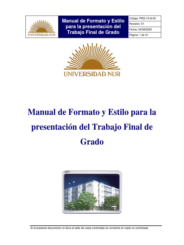 Manual de Formato y Estilo para La Presentación Del Trabajo Final de ...