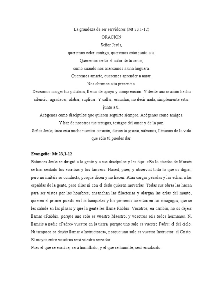 Evangelio: MT 23,1-12 | PDF