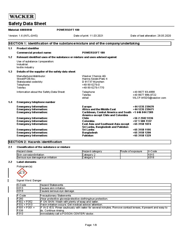 SDS - PS 180 | PDF