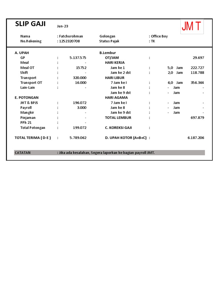 Slip Gaji Juni | PDF