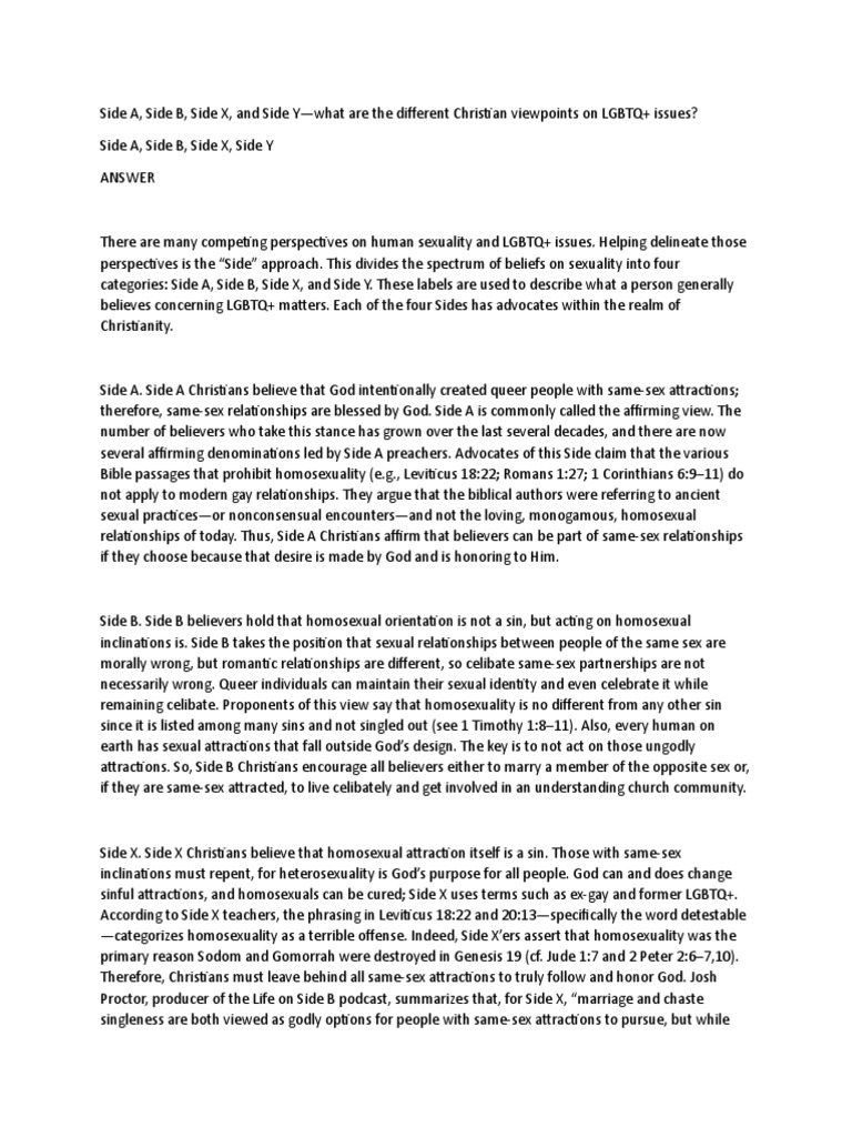 Side A, Side B, Side X, and Side Y-What Are The Different Christian ...