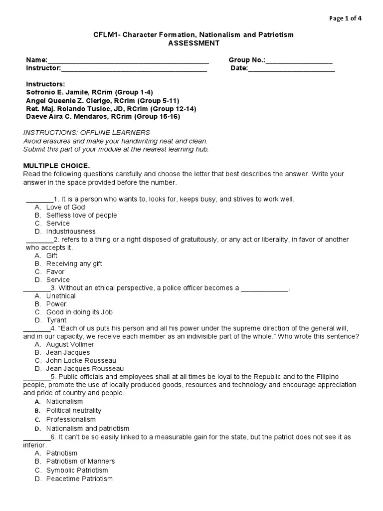 CFLM Assessment. | PDF