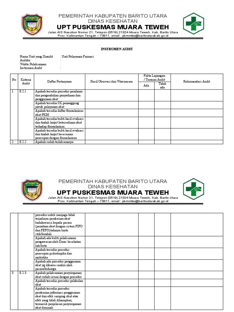 INSTRUMEN AUDIT (Farmasi) | PDF