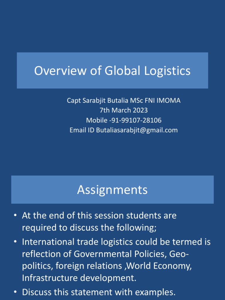 Module 002 Overview of Global Logistics | PDF | Cost Of Living ...