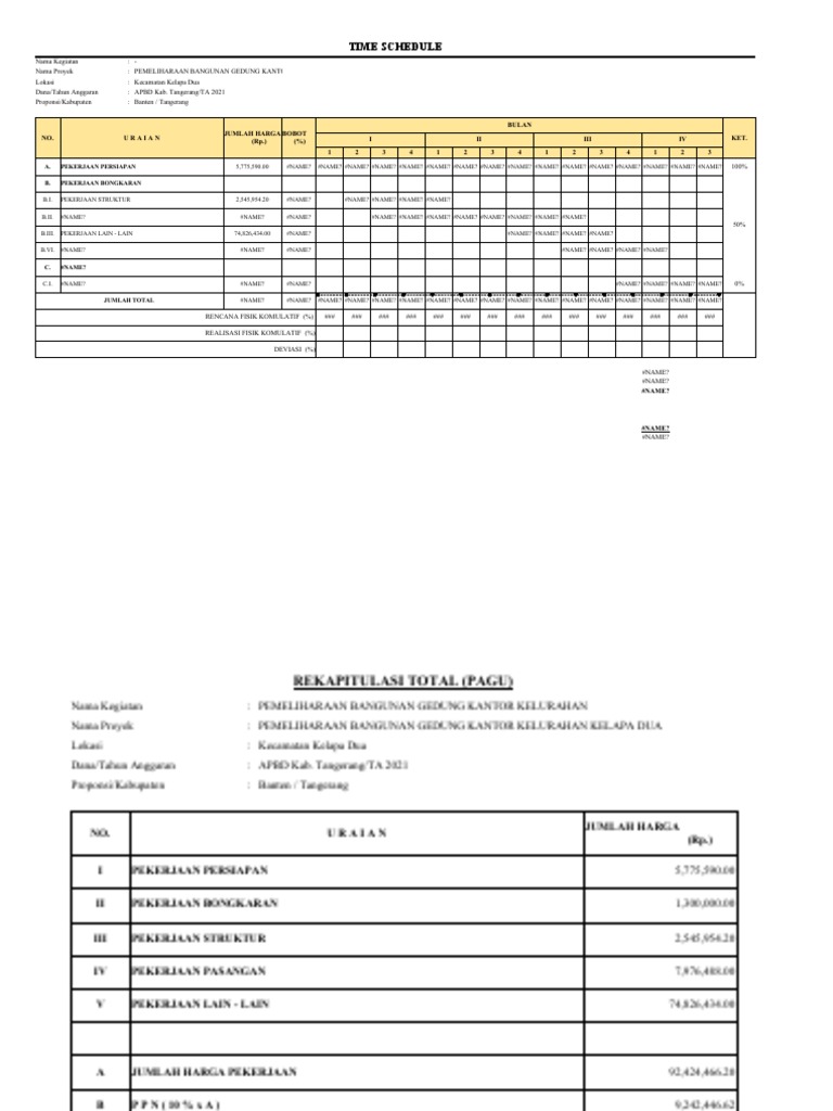 Time Schedule: NO. Uraian Bulan Ket. I II III IV 1 2 3 4 1 2 3 4 1 2 3 4 1 2 3 Jumlah Harga (RP ...