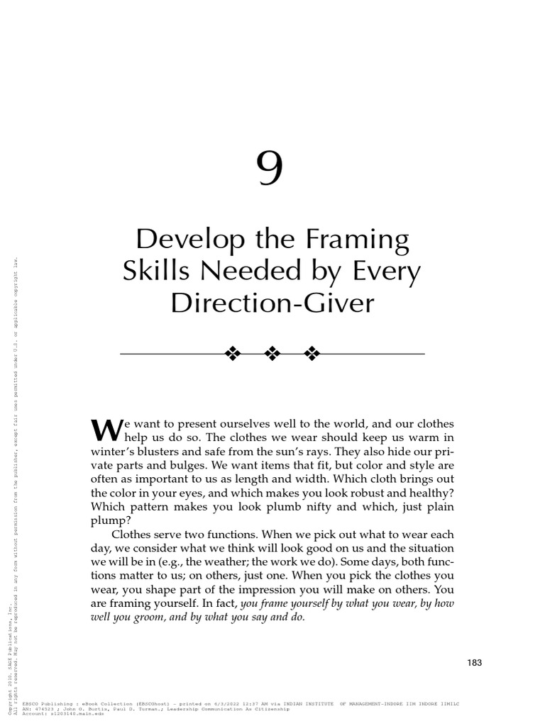 Develop The Framing Skills Needed | PDF | Framing (Social Sciences ...