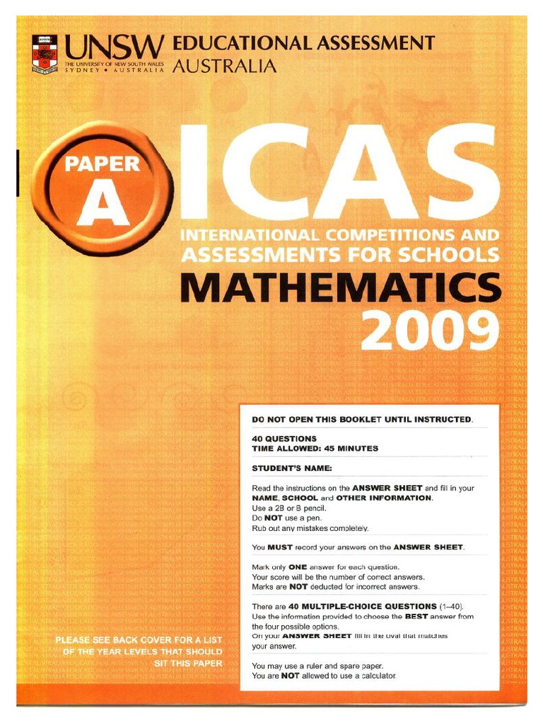 ICAS Math2009 | PDF