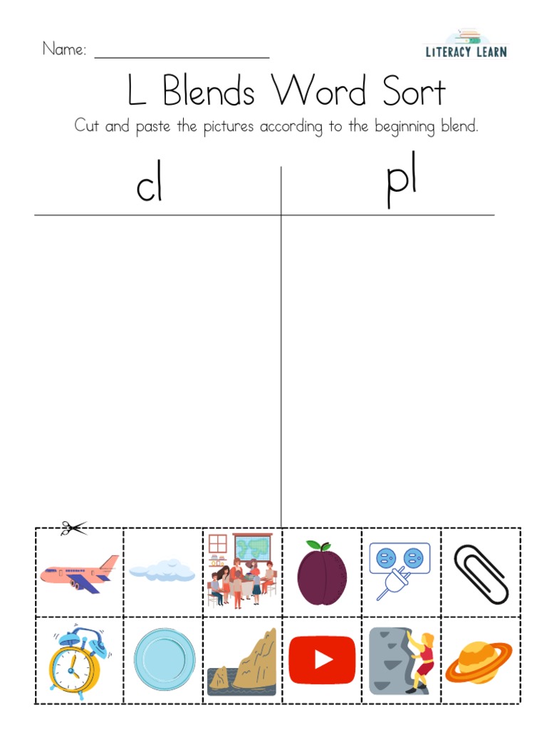 L Blends Consonant Blends Word Sorts | PDF | Language Arts & Discipline