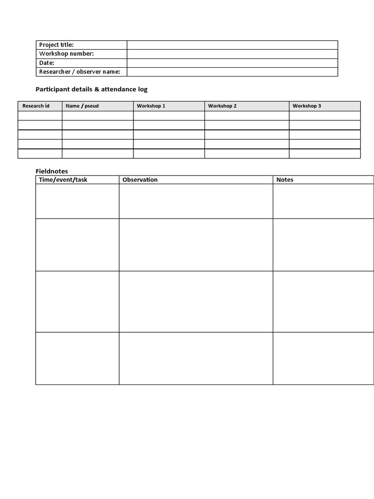 Field Notes Template | PDF