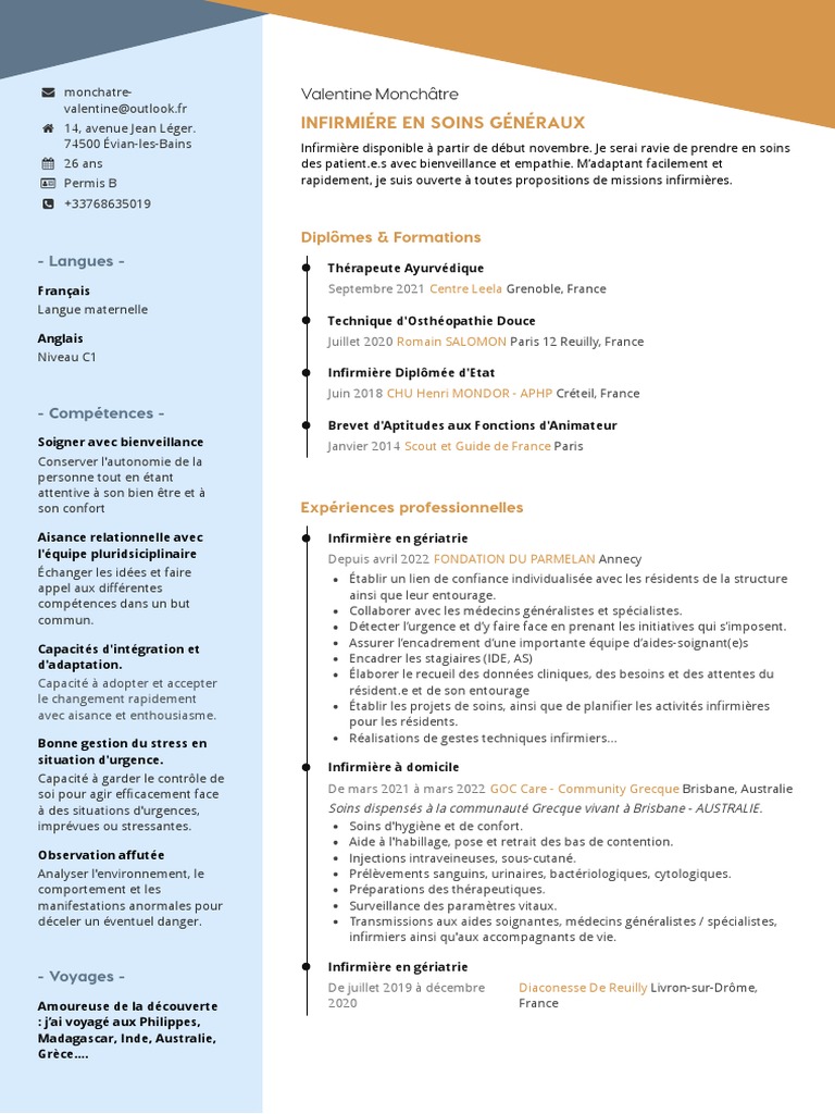 CV Infirmière: Compétences et Expériences | PDF | Allaitement ...