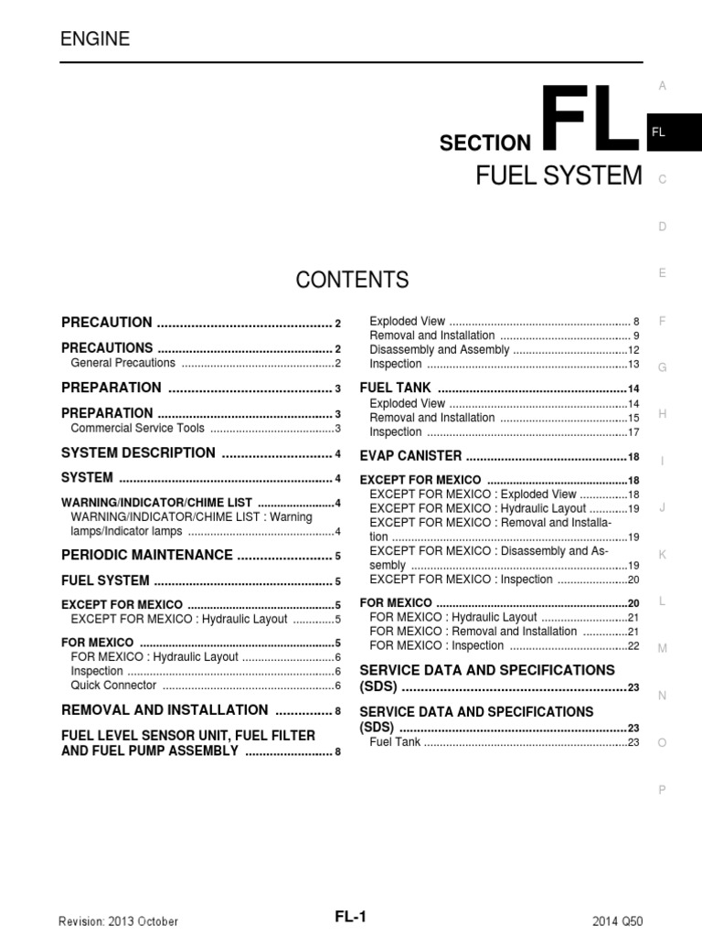 Fuel Sys Infiniti Q50 VR30 | PDF