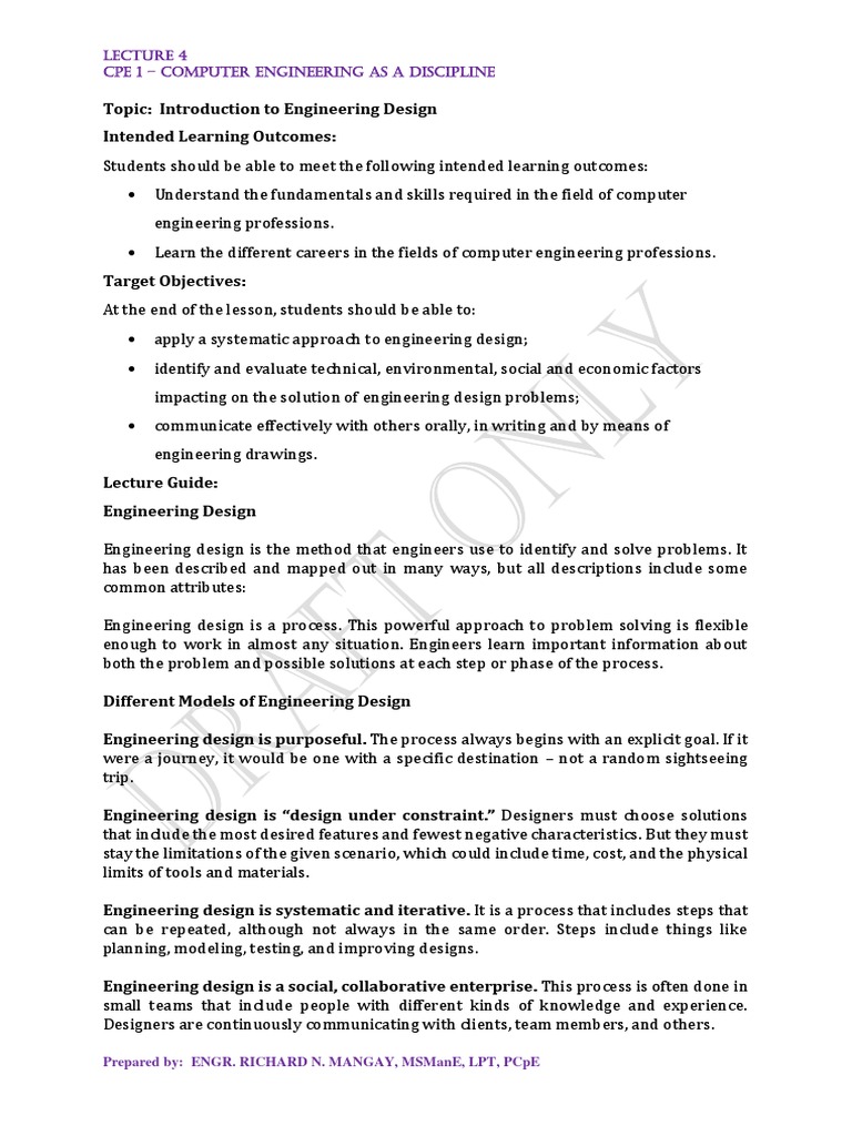 4.-1 21-22 Lecture4 Engg Design | Descargar gratis PDF | Engineering Design Process | Computer ...
