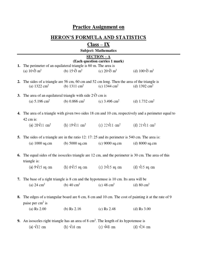 MATHEMATICS WORKSHEET FOR CLASS 9 PT2 EXAMINATION | PDF