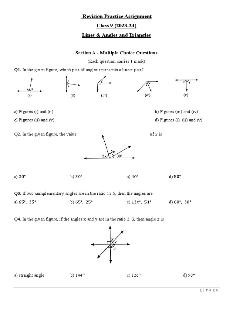 WS-LINES AND ANGLES- TRIANGLES | PDF