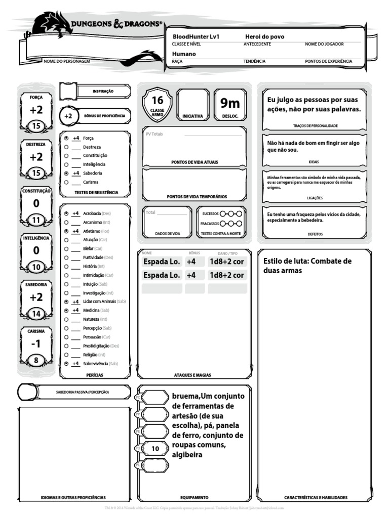 Ficha de Andre | PDF