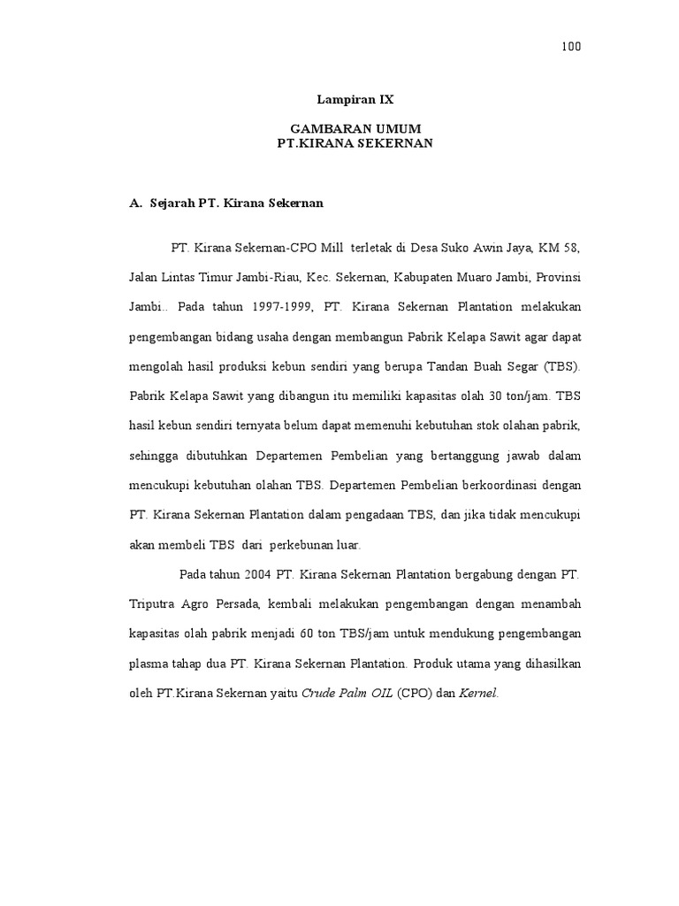 Lampiran Sejarah PT Kirana Sekernan | PDF