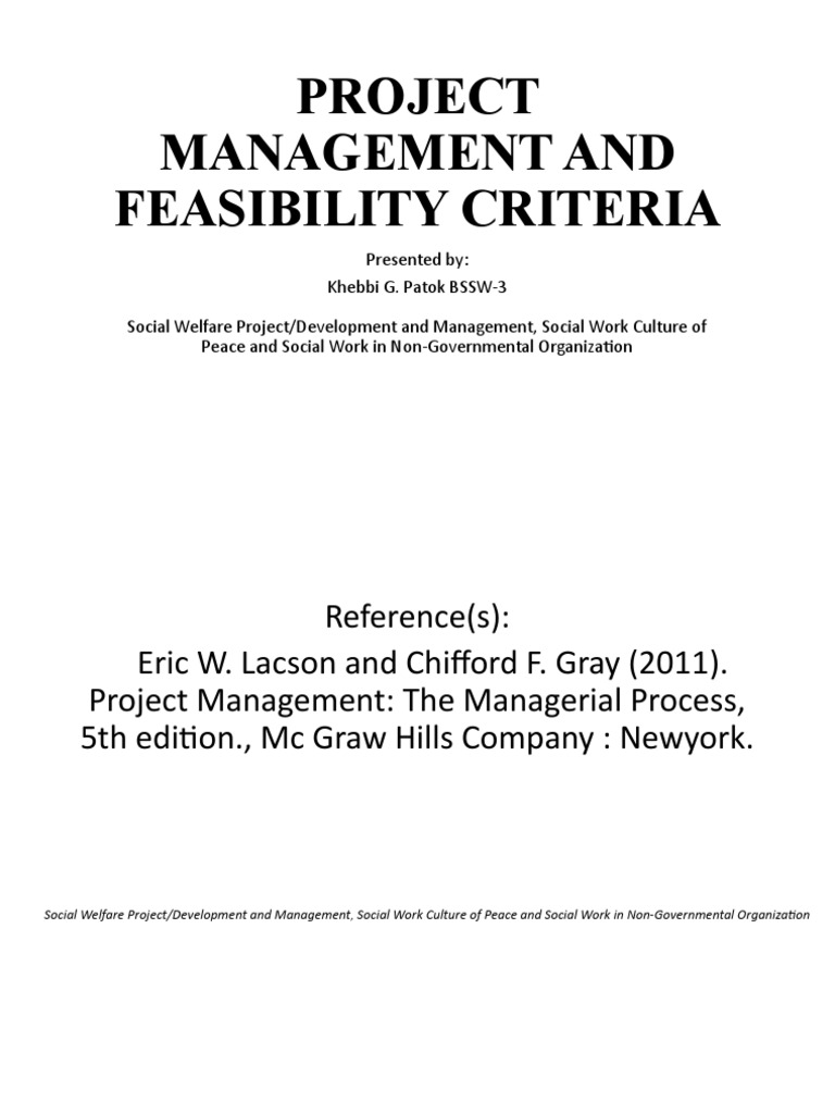 Project Management and Feasibility Criteria | PDF | Feasibility Study | Project Management