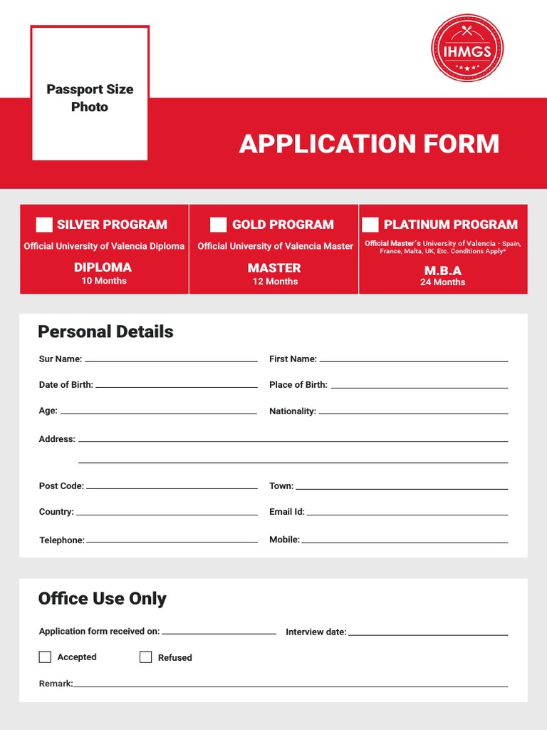 Application Form | PDF Application Form | PDF