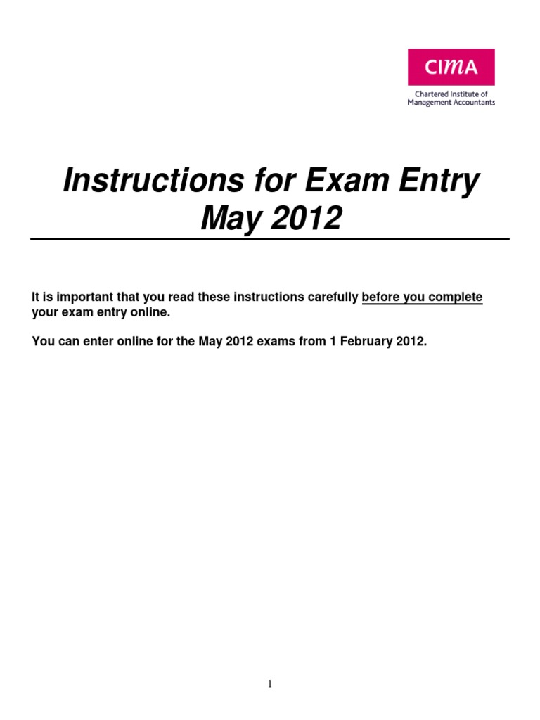 Instructions For Exam Entry Cima | PDF | Debit Card | Credit Card