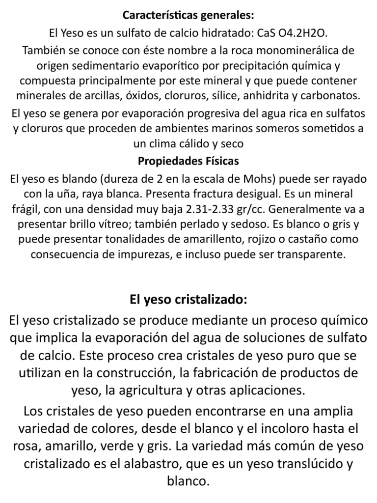 Yeso | PDF | Yeso | Roca (geología)