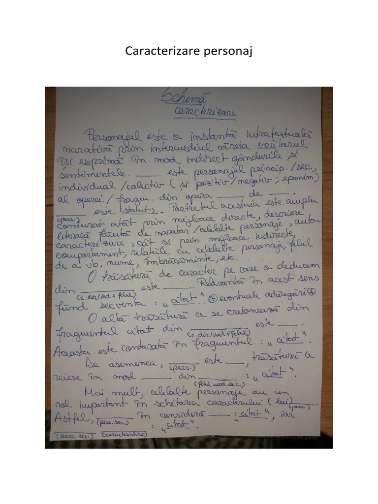 Caracterizare Personaj (Cls A 8-A) | PDF