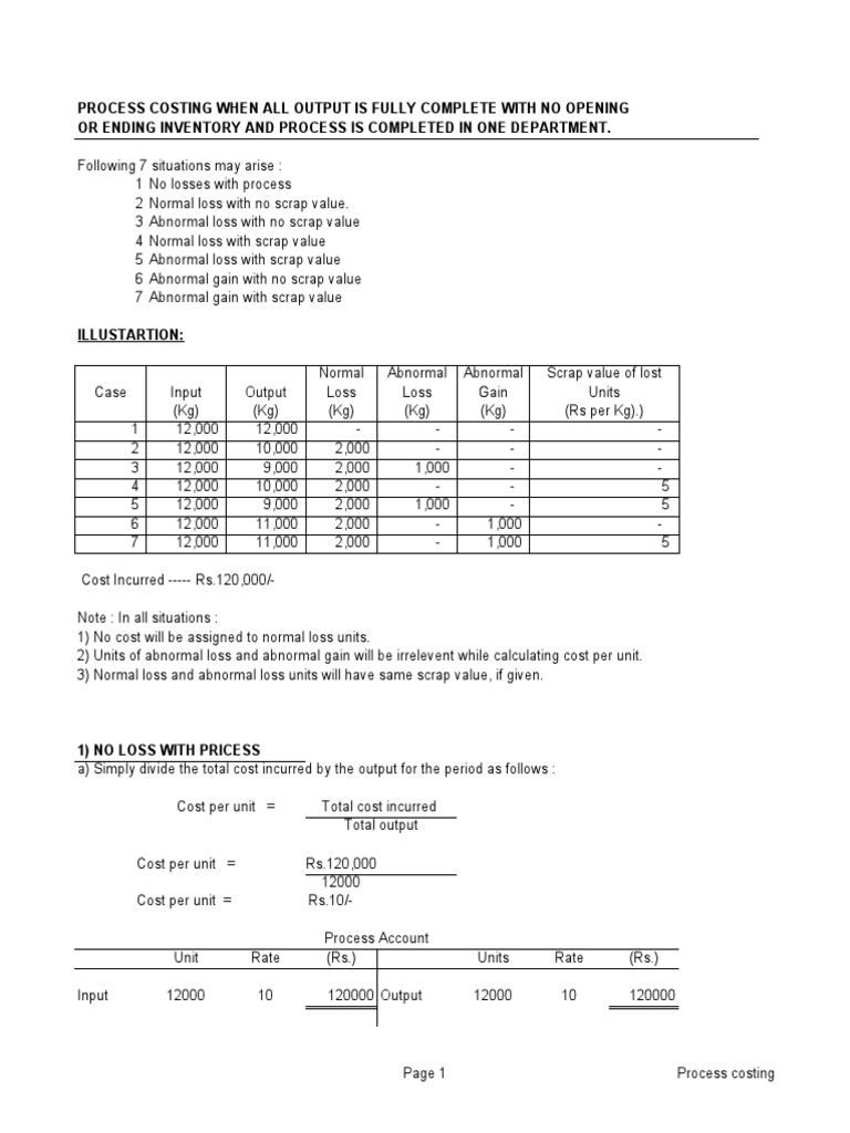 Process Costing | PDF | Cost | Debits And Credits
