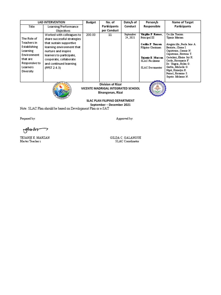 VMIS-SLAC-PLAN-202Filipino | PDF