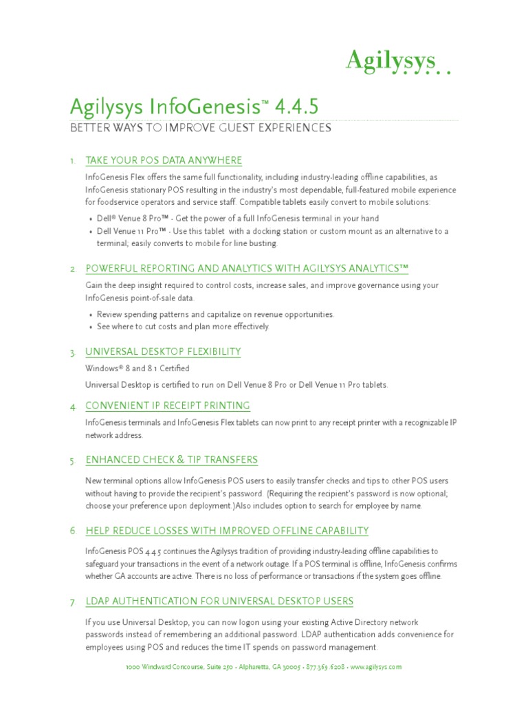 Agilysys Infogenesis 4 4 | PDF | Point Of Sale | Transport Layer Security