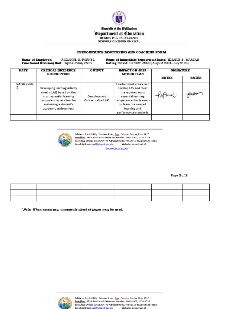 Performance Monitoring And Coaching Form Pdf