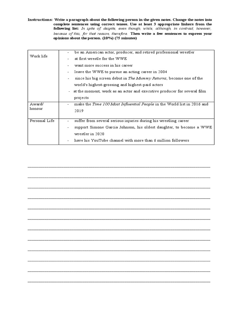 Mock Writing Test The Rock For Students 2 | Download Free PDF ...