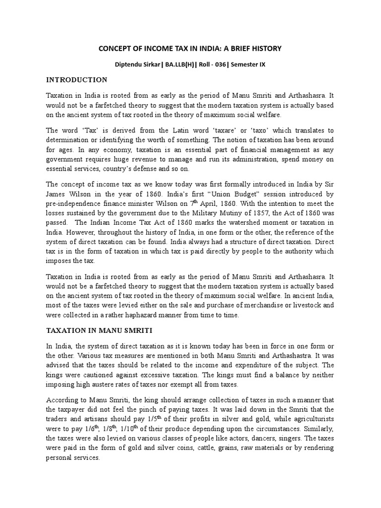 Concept of Income Tax DS Ix | PDF | Taxes | British Raj