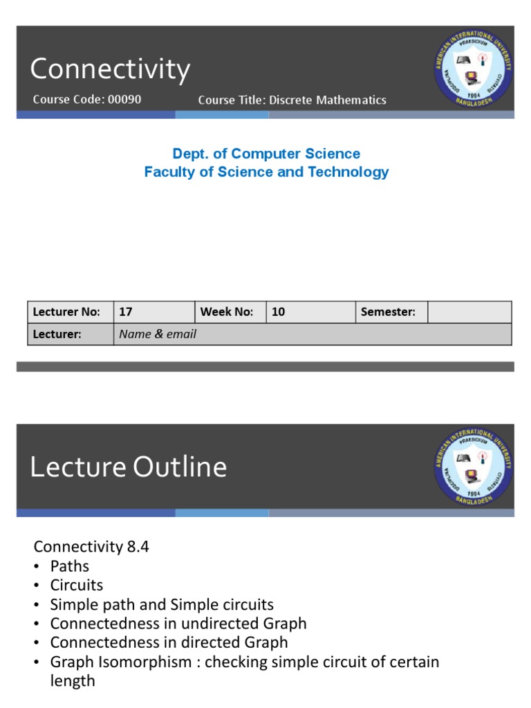 DM 17 Connectivity | PDF | Vertex (Graph Theory) | Mathematics