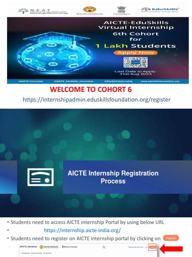 Cohort 6 AICTE Registrtion and Internship Aplly Process Document | PDF | Login | Registered Mail