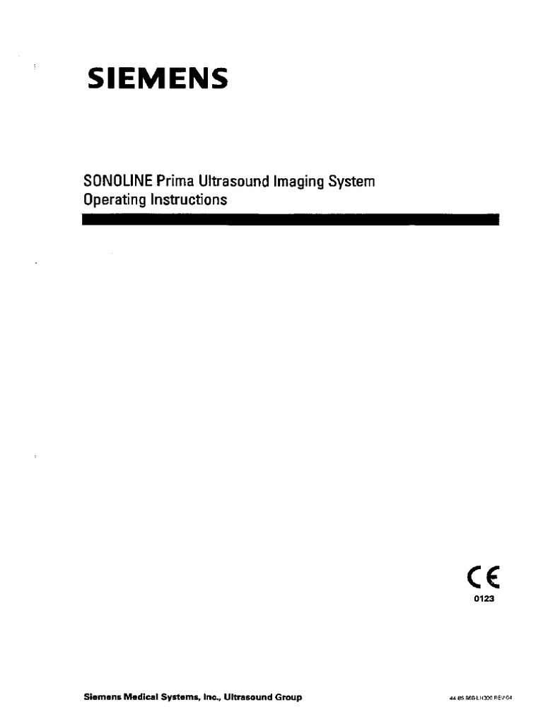 Siemens Sonoline Prima Ultrasound - User Manual | PDF