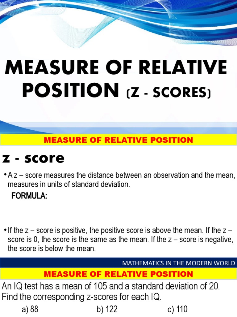 Measure of Relative Position | PDF | Statistical Analysis | Teaching ...