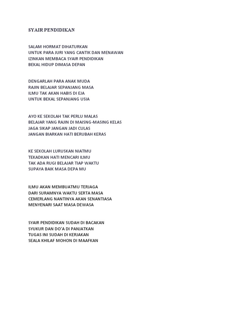 Syair Pendidikan Dan Agama | PDF | Religion & Spirituality