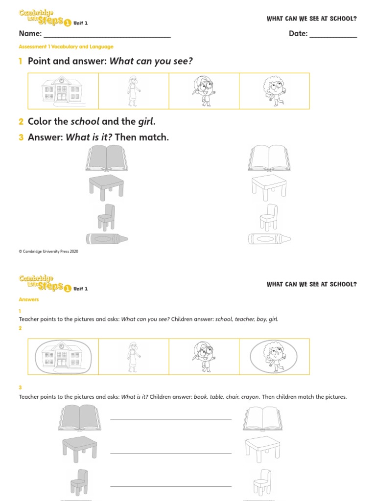 Little Steps Level 1 Assessment Unit 1 | PDF
