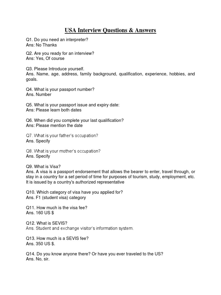USA Interview Questions | PDF | Cost Of Living | Information Science