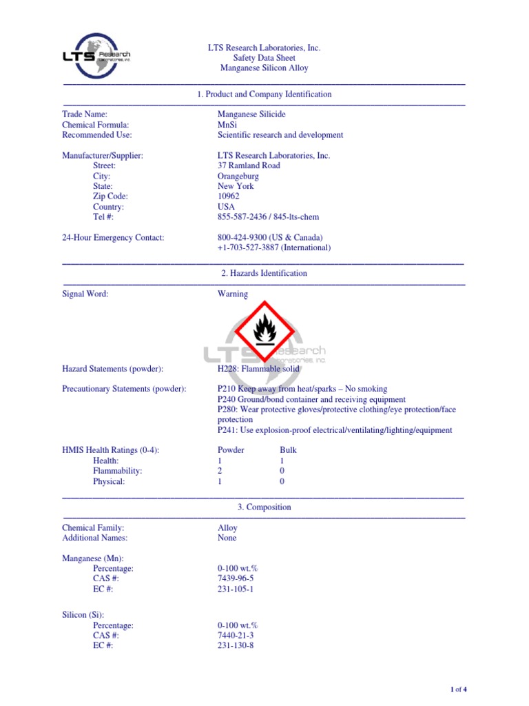 MN Si | PDF | Silicon Dioxide | Dangerous Goods