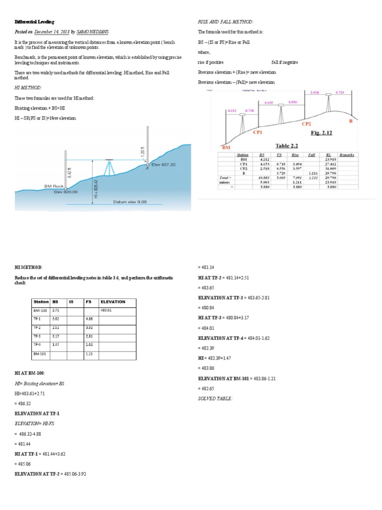 Differential Leveling | PDF