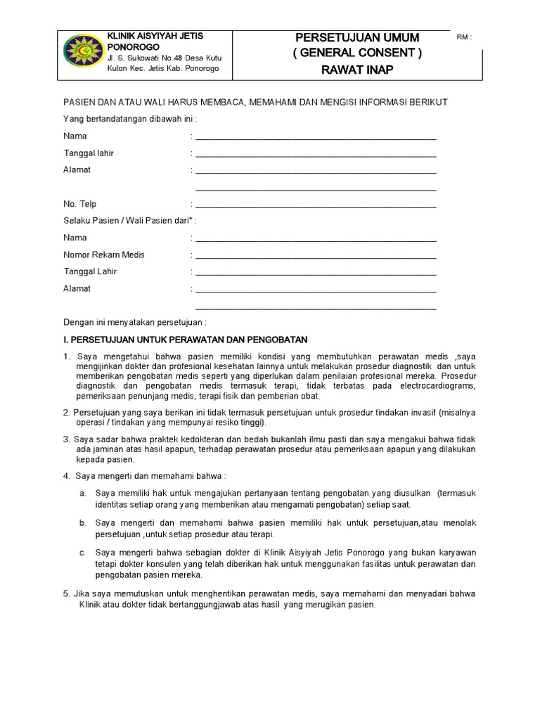 02 Persetujuan Umum(General Consent) - Revisi | PDF