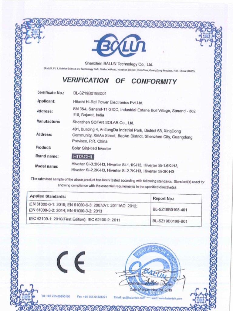 Hitachi 1-3.3KW-G3 - CE VOC | PDF