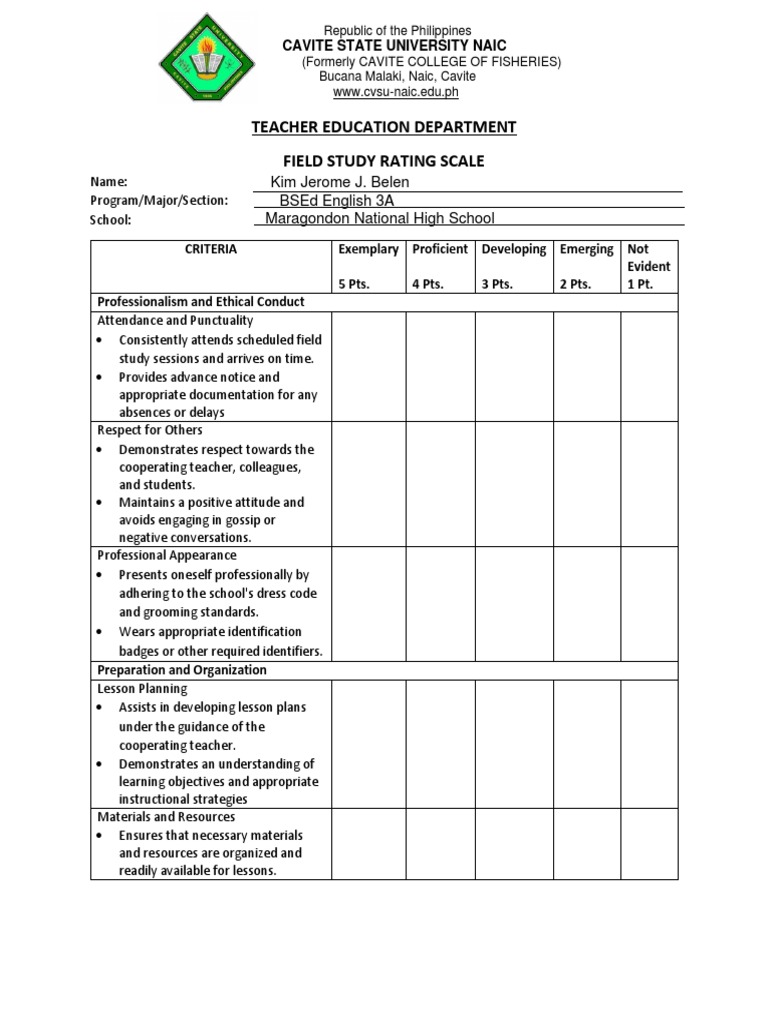 Modified Rating Scale | PDF