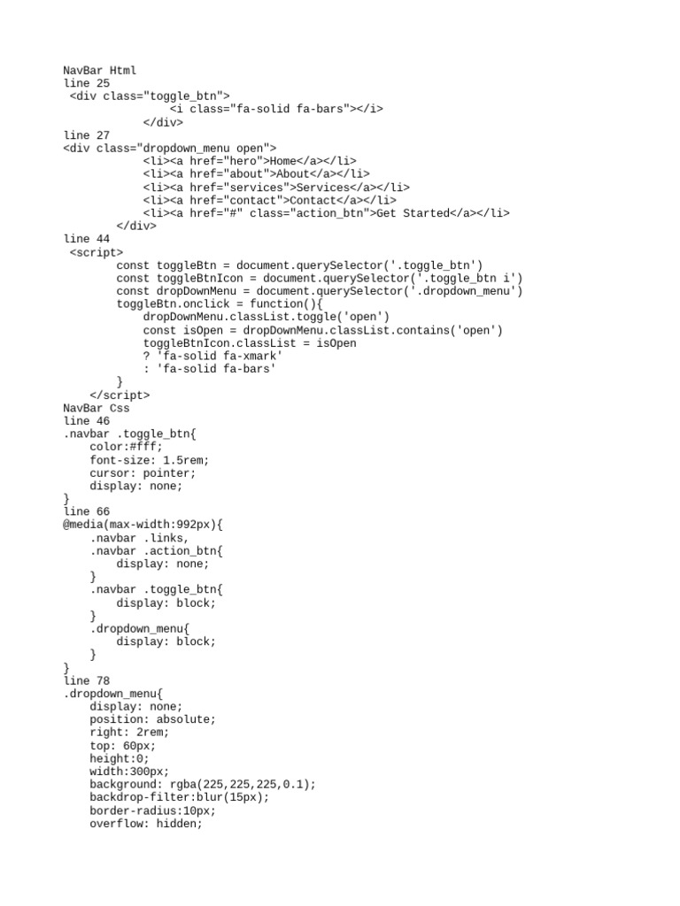 Responsive Navbar HTML & CSS Code | PDF